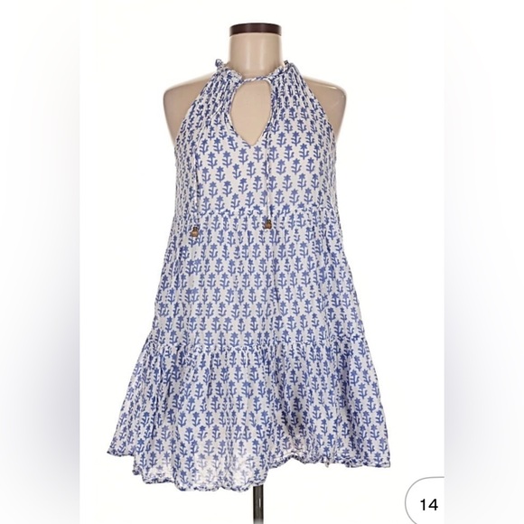 Oliphant | Dresses | Oliphant Blue And White Patterned Mini Dress ...
